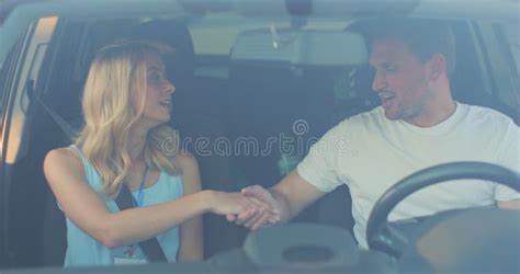 A Young Man Passed Her Driving Test Driver Courses Exam And People