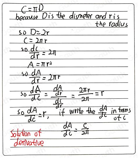 Solved 4 A Circle Circumference Is Given By Cπ D Its Area Is Given