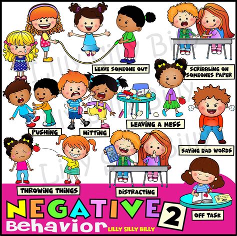 Positive And Negative Behaviour Clipart Bundle In Black And White Full