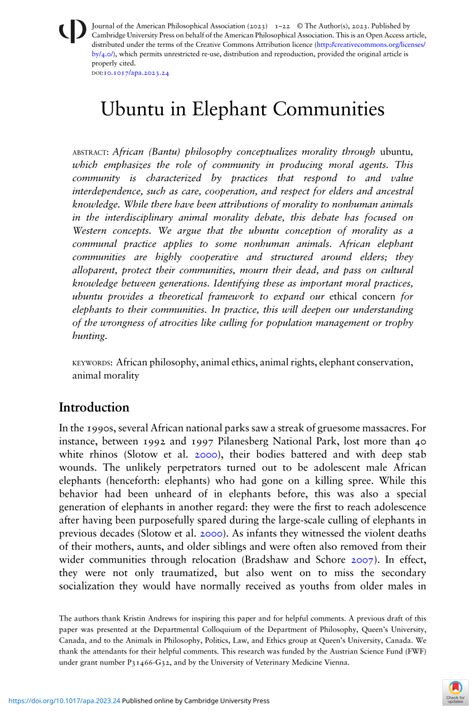Pdf Ubuntu In Elephant Communities