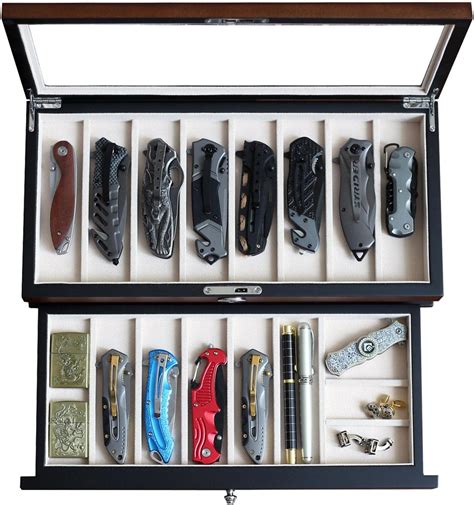 Besforu Pocket Knife Display Case For Men Collection Holder