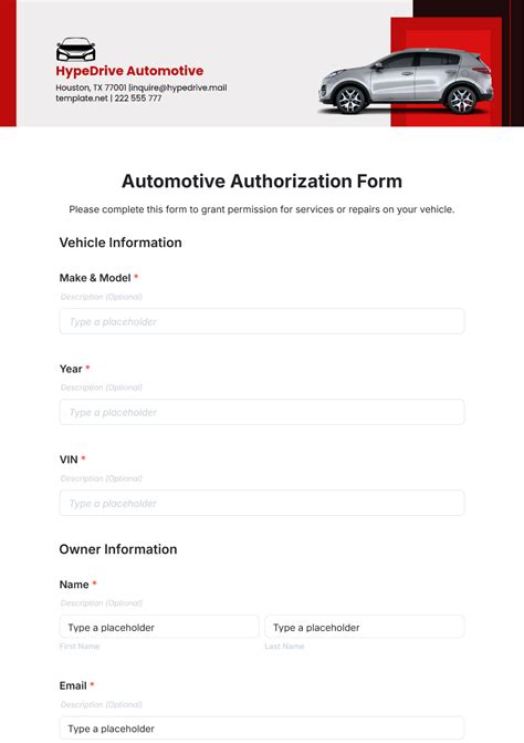 Free Repair Authorization Form Template To Edit Online