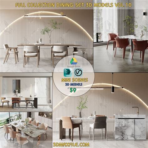 Full Collection Dining Set 3d Models Vol11