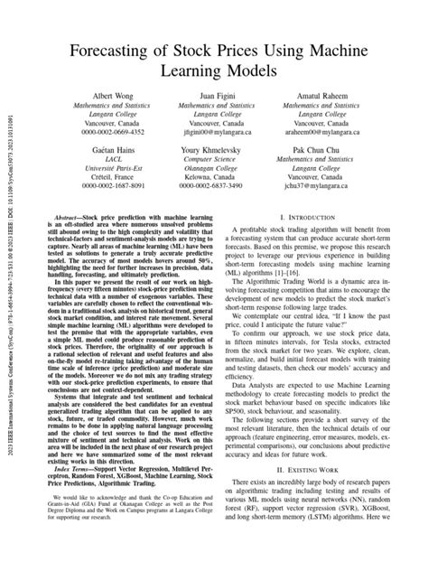 5 Forecastingofstockpricesusingmachinelearningmodels Pdf Machine Learning Forecasting