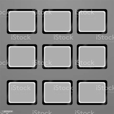 빈 빈 공간 장소와 현실적인 흑백 사진 프레임의 집합입니다 벡터 일러스트레이션 배경에 격리 회색 벽 갤러리입니다 프리젠 테이션