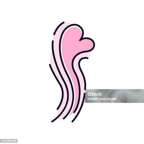 냄새 핑크 Rgb 색상 아이콘입니다 좋은 냄새 아로마는 심장 모양 증발과 소용돌이 향수 향기 향기로운 향기의 흐름 유체 퍼프 스팀 컬 증발 격리 벡터 일러스트레이션 개념에