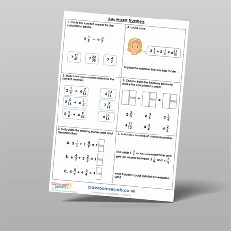 Year 6 Add Mixed Numbers Mixed Activity Resource Classroom Secrets