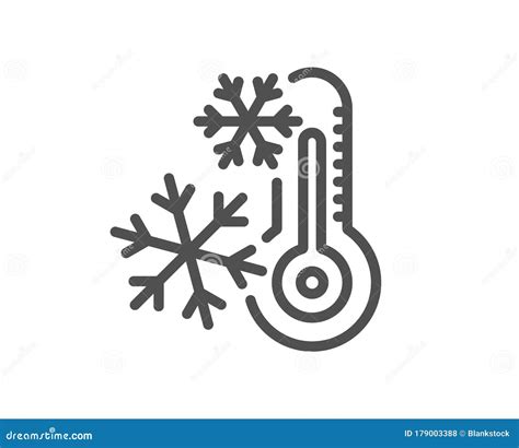 Freezing Thermometer Line Icon Ac Cold Temperature Sign Vector Stock