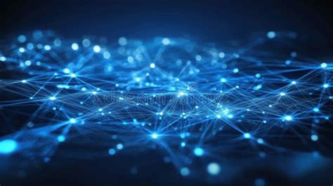 Futuristic Network Visualization In Blue Digital Particle Waves Stock Illustration