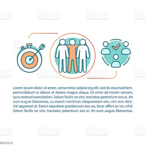 팀워크 활동 문서 페이지 벡터 템플릿입니다 팀 빌딩 브로셔 잡지 선형 아이콘과 텍스트 상자소책자 디자인 요소 인쇄 디자인 텍스트
