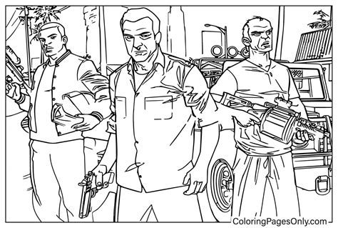 Grand Theft Auto Vgta 5 Coloring Pages Free Printable Pdf  Png And Online Coloring