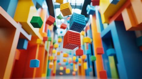 Free Floating Colorful Blocks Image Download At Stockcake