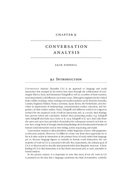 Pdf Conversation Analysis