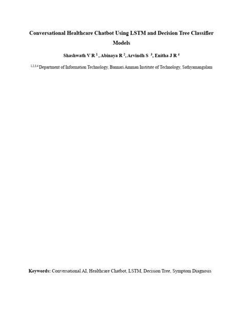 stellars conversational healthcare chatbot using lstm and decision tree classifier models pdf