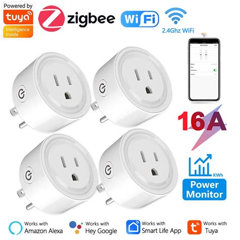 스마트플러그 Tuya Zigbee 스마트 소켓 영국 플러그 어댑터 지능형 제어용 Zigbee 허브로 전원 모니터링 구글 홈