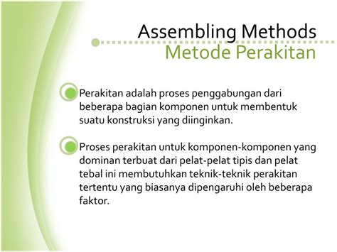 Ppt Assembling Methods Powerpoint Presentation Free Download Id2292733