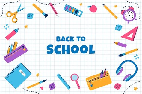 학교 시즌으로 돌아가기 위한 플랫 배경 프리미엄 벡터