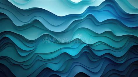 Abstract Ocean Waves In Blue Tones Art Background Calming With Touch Of Elegance Aig62 Stock