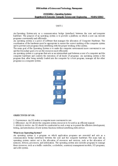 Unit 1 Os 2 Os Notes Unit 1 21csc202j Operating Systems