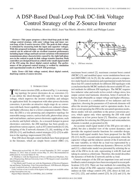 Pdf A Dsp Based Dual Loop Peak Dc Link Voltage Control Strategy Of