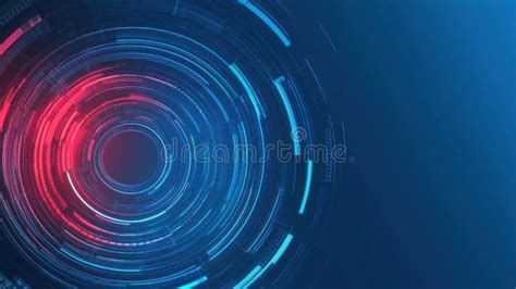 Futuristic Digital Interface With Circular Patterns And Neon Blue And Red Lights Ai Stock Image
