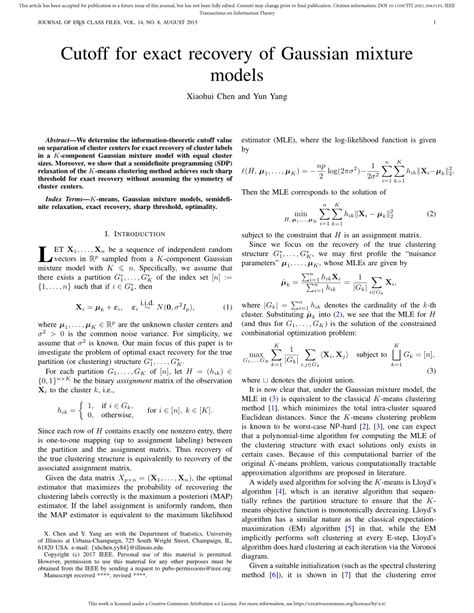 Pdf Cutoff For Exact Recovery Of Gaussian Mixture Models