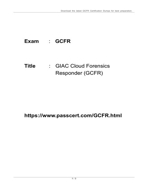 Gcfr Exam Dumps Giac Cloud Forensics Responder Questions