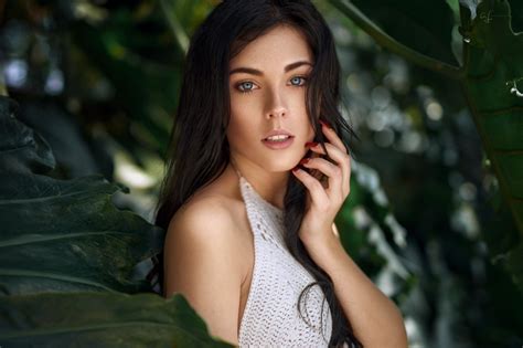 壁纸 Wallpaper Brunette Model Blue Eyes Fonwall 上的免费图片