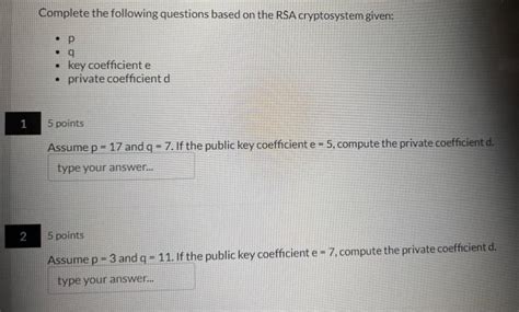 Solved Complete The Following Questions Based On The Rsa