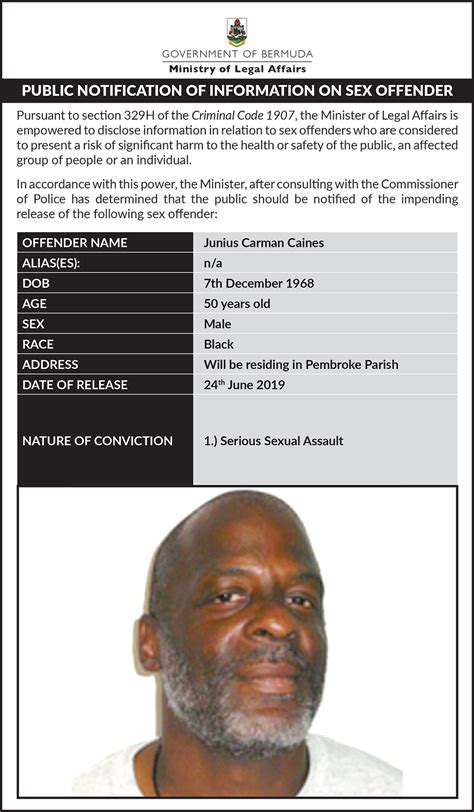 Sex Offender Junius Caines To Be Released Bernews