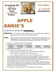 ACCT 285 Excel Project Instructions 10252019 FALL 2019 4 Docx Accounting 285 NOV 7th Fall