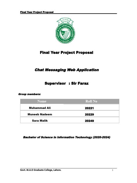 Fyp Project Proposal Pdf Instant Messaging Mobile App