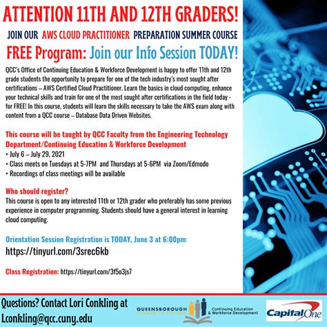 Continuing Education And Workforce Development Qcc — Free Program Aws