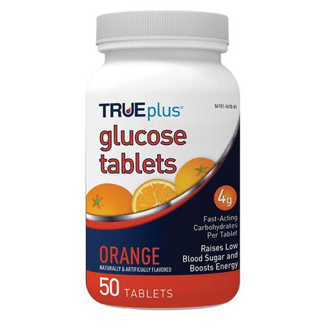 Trueplus Glucose Tablets Orange Flavor 50 Count Hsafsa Eligible