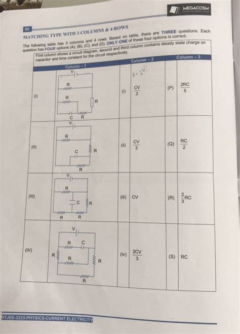 60 megacosm matching type with 3 columns and 4 rows the following table ha