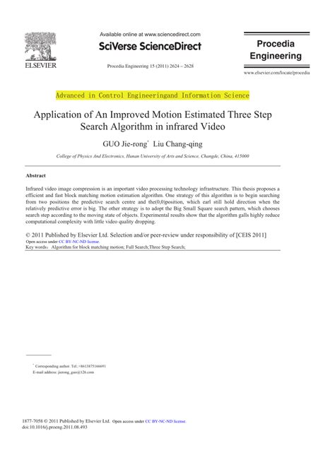 Pdf Application Of An Improved Motion Estimated Three Step Search