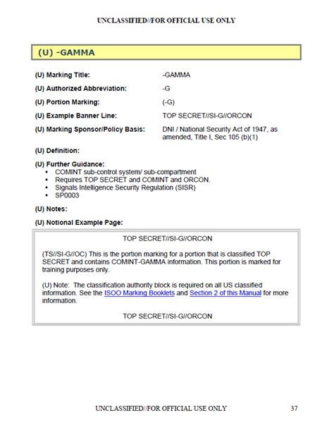 U Fouo Director Of National Intelligence Classification And Control Markings Manual Version 1