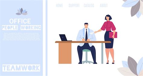 premium vector office people working flat web banner