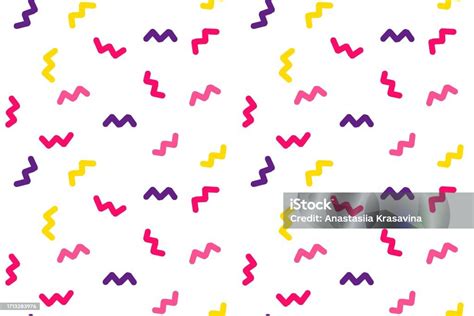 색깔이 있는 추상적인 구불구불한 낙서가 있는 매끄러운 패턴 기본 모양으로 디자인하십시오 간단한 밝은 유치한 컬러 낙서 벽지 인쇄 간단한 파티 색종이 조각 0명에 대한 스톡