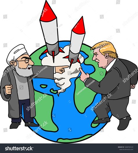 Caricature Vector Illustration Nuclear War Between Stock Vector Royalty Free 1608703123