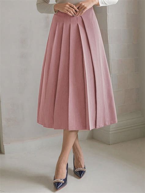 여성용 솔리드 컬러 플리츠 A라인 스커트 Ropa De Mujer Faldas Faldas Plisadas