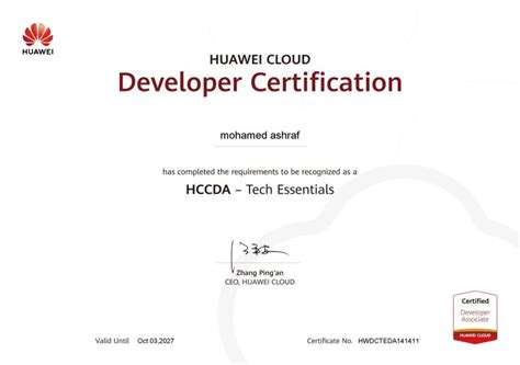 Huaweicloud Hccda Certifieddeveloper Cloudcomputing Huaweinorthernafrica Mohamed Ashraf