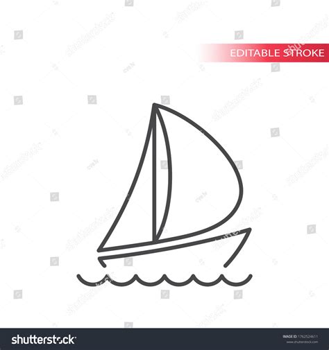 Boat Yacht Thin Line Vector Icon Stock Vector Royalty Free 1762524611 Shutterstock