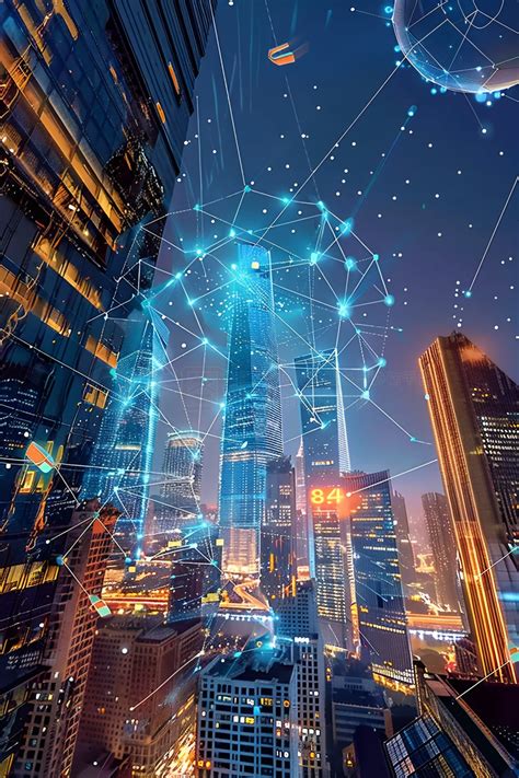 城市ai数字艺术 城市3d渲染未来科技风夜晚城市高楼网络连接线插画 Ai图片免费下载 Png格式 2688像素 编号71702571 千图网