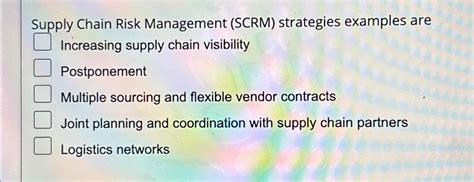 Solved Supply Chain Risk Management Scrm ﻿strategies