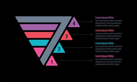 삼각형 인포그래픽 템플릿입니다 4단계 정보 템플릿입니다 비즈니스 웹 인터넷 연례 보고서 잡지에 대한 인포 그래픽 템플릿 개념에