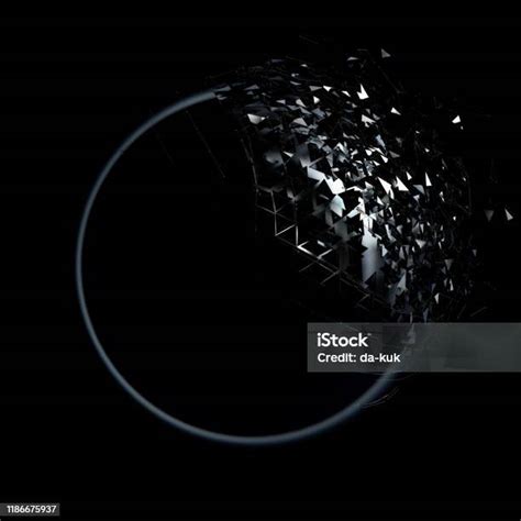 검은 색 배경에 격리 된 미래 지향적 인 골절 된 3d 구 디자인 요소 깨짐에 대한 스톡 사진 및 기타 이미지 깨짐 원형