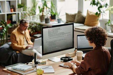 Selective Focus On Professional It Engineer Or Software Developer Stock