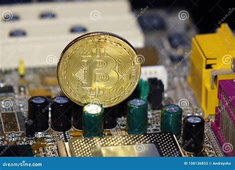 Cryptocurrency Bitcoin Gold Bitcoins On The Motherboard Stock Image Image Of Bitcoin