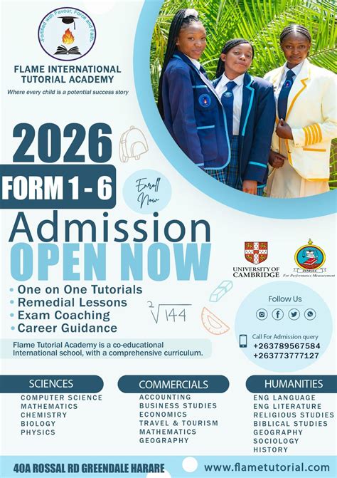 Form One 2026 Entrance Test 40a Rossal Road Kamfinsa Greendale